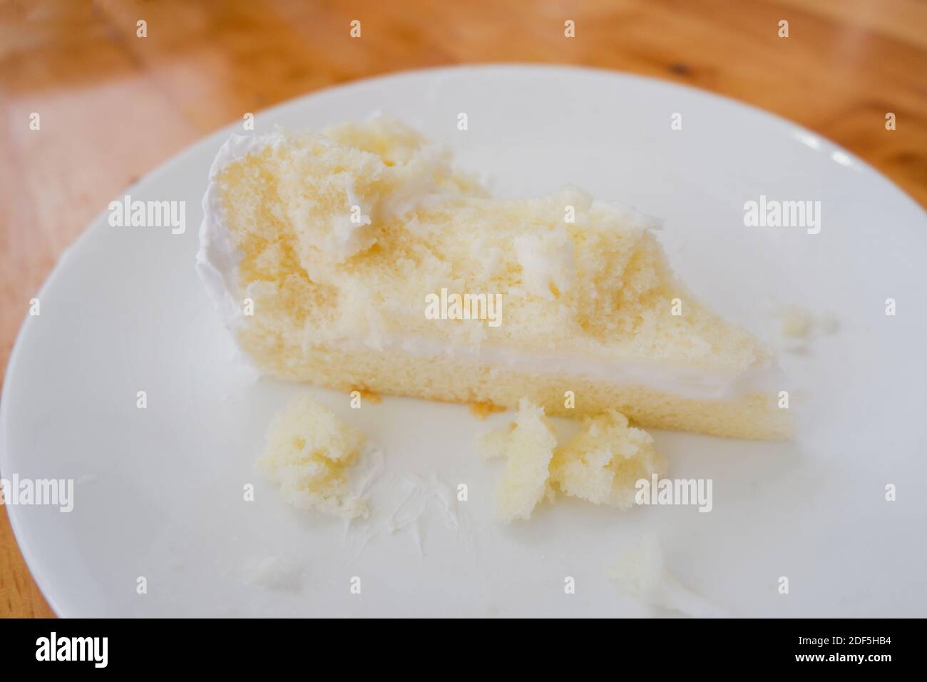 Cake on the plate, Leftover food concept and after eating Stock Photo ...