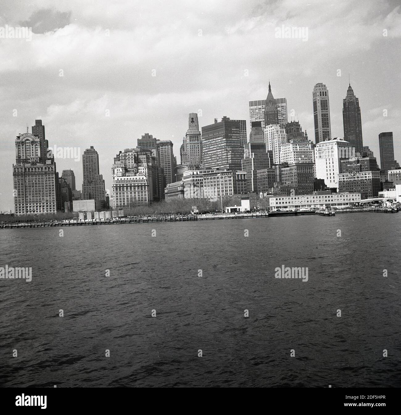 1960s, historical, view from this era of the skyline of Manhattan, New ...
