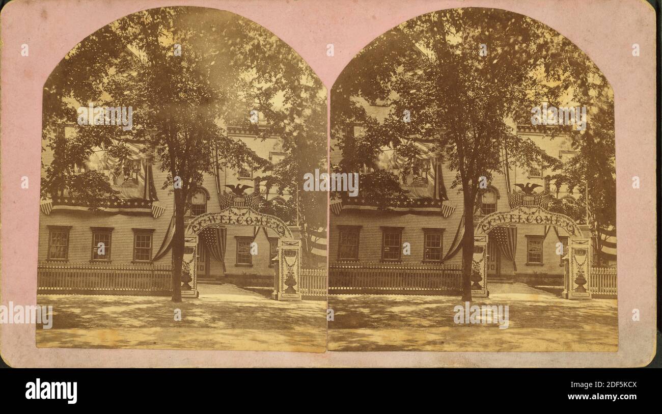 Decorations for a centennial celebration with an arch reading '1778 ...