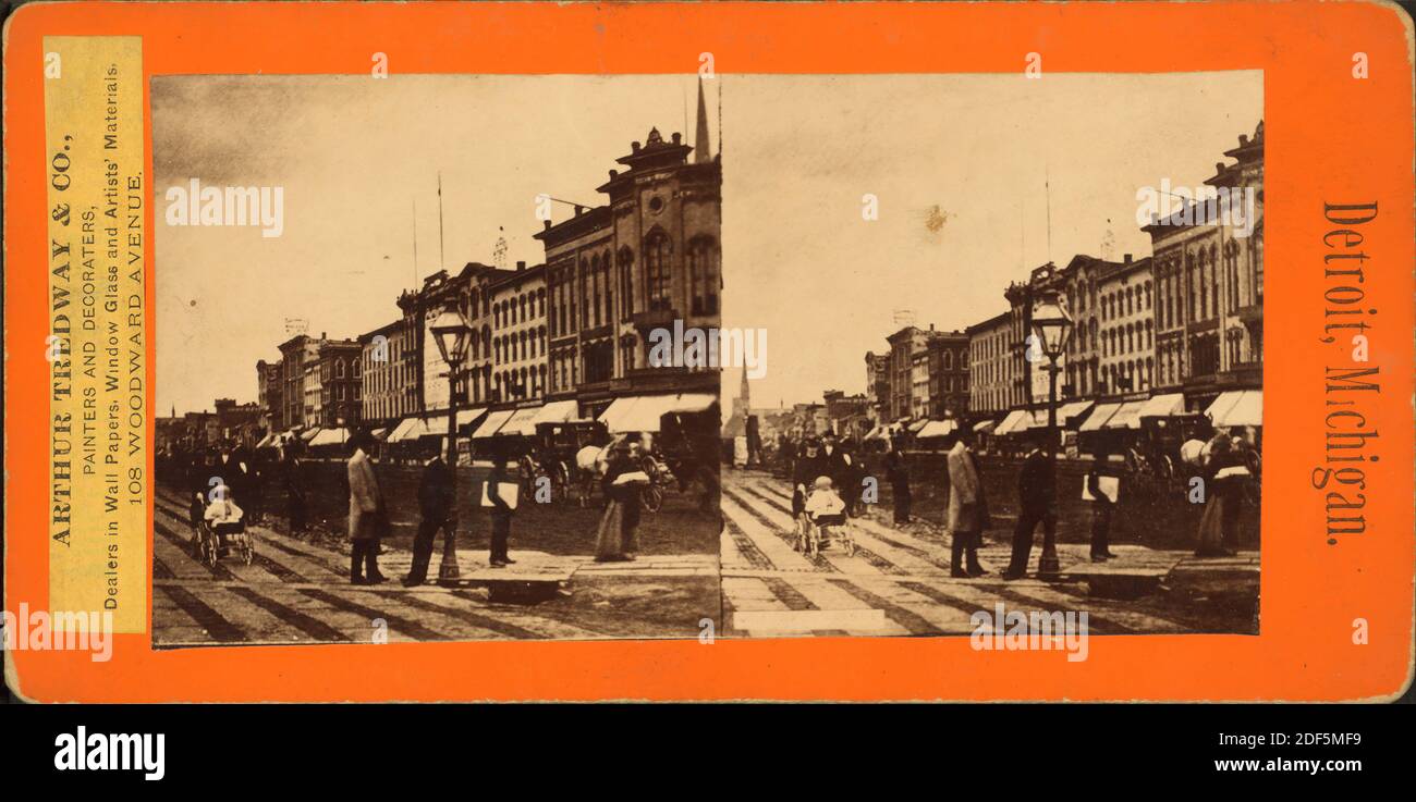 Woodward Avenue, Detroit. , still image, Stereographs, 1880 Stock Photo ...