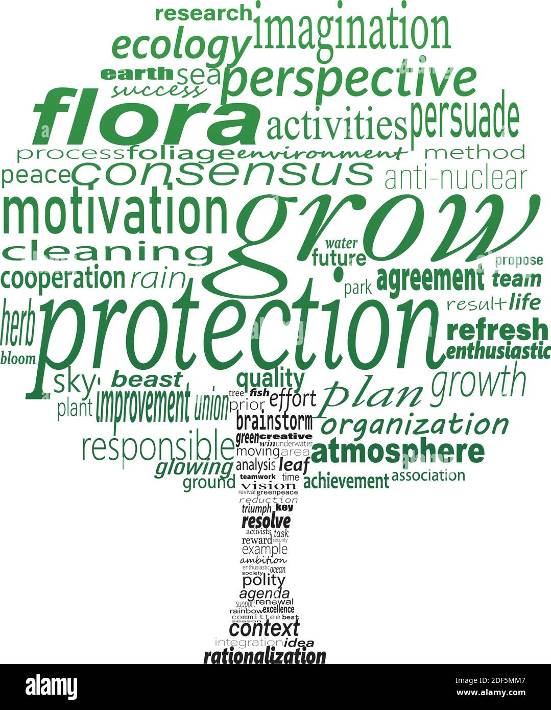 Tree shape with greenpeace concept words isolated on white background ...