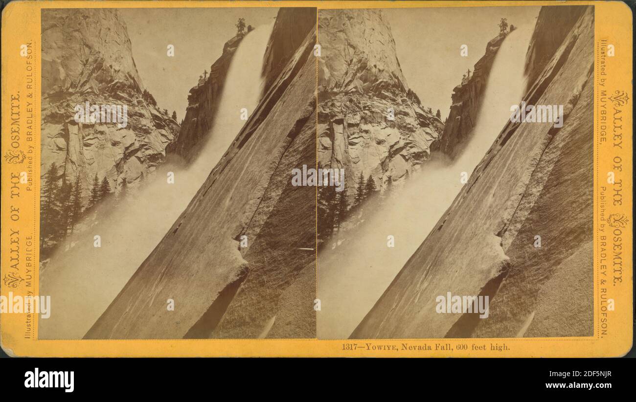 Yowiye, 'Nevada Fall,' 600 feet high., still image, Stereographs, 1868 ...