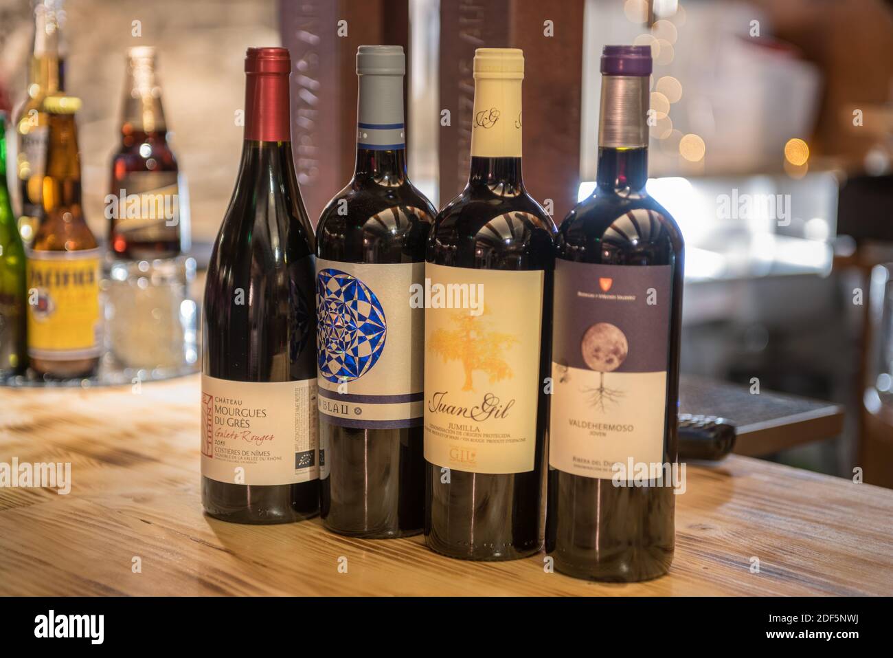 Arinsal, Andorra: 2020 December 02: Fine wines from France and Spain in ...