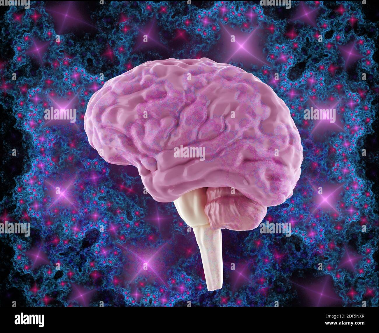 overmind, brain activity, human brain model in profile, consciousness ...