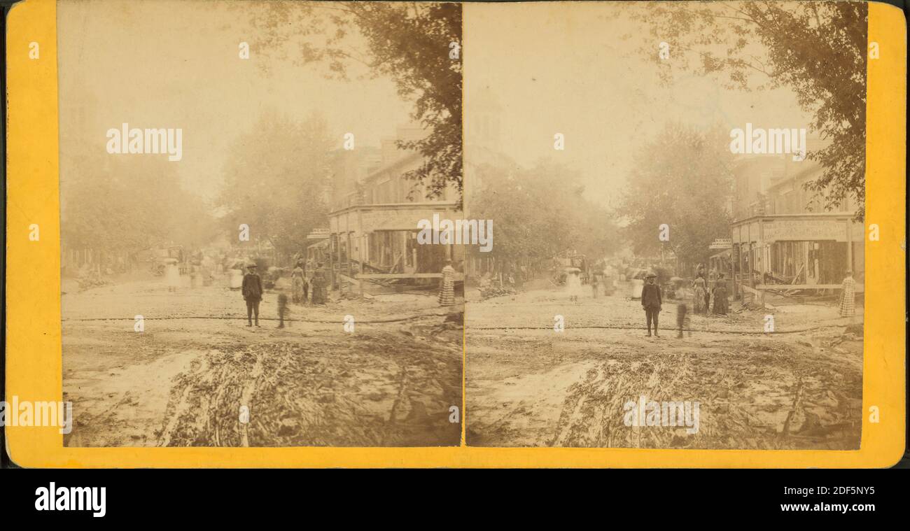 View of muddy street in Hope, Indiana., still image, Stereographs, 1875 ...