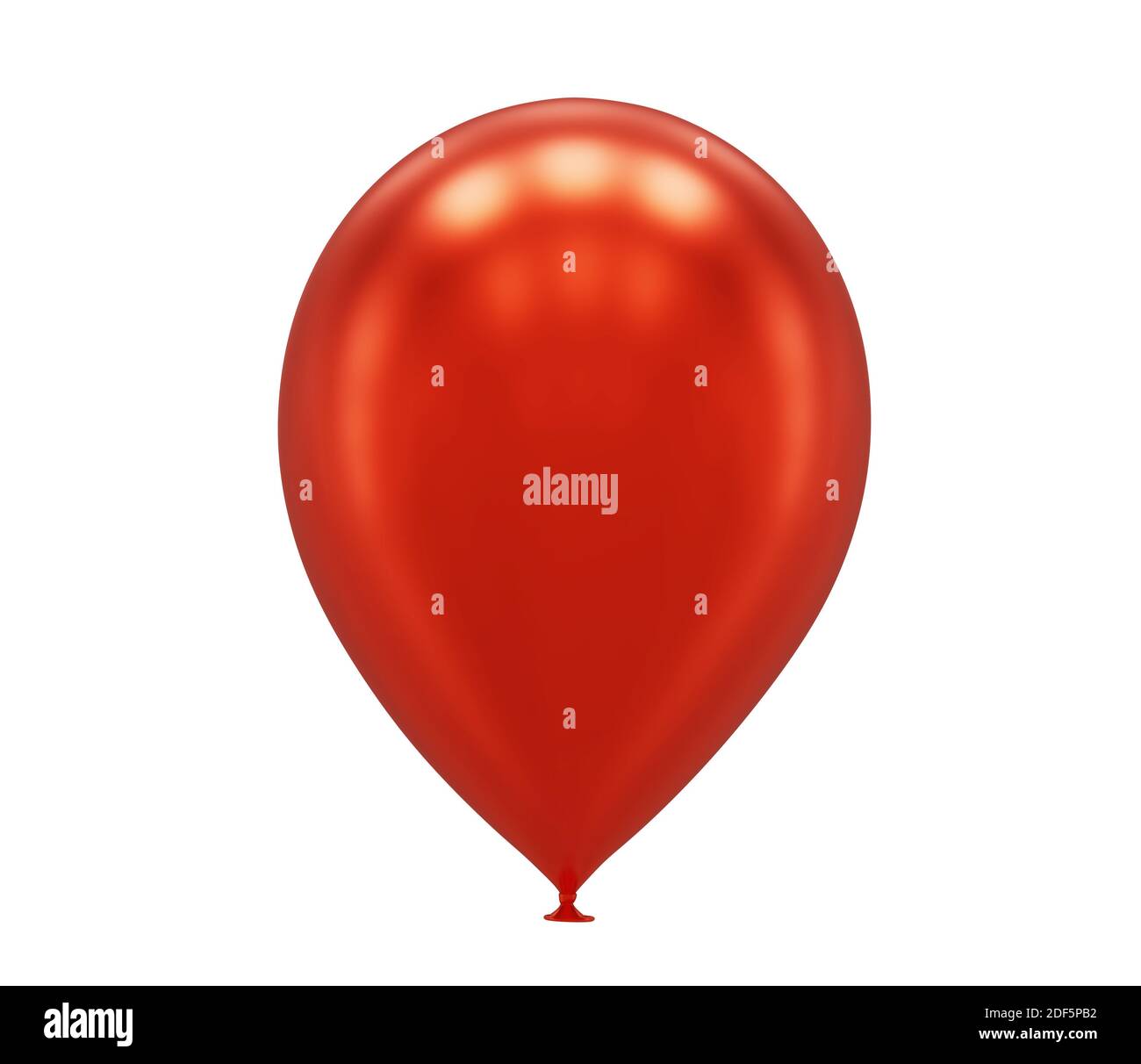 one bright glossy red balloon close up isolated on white, 3d render ...