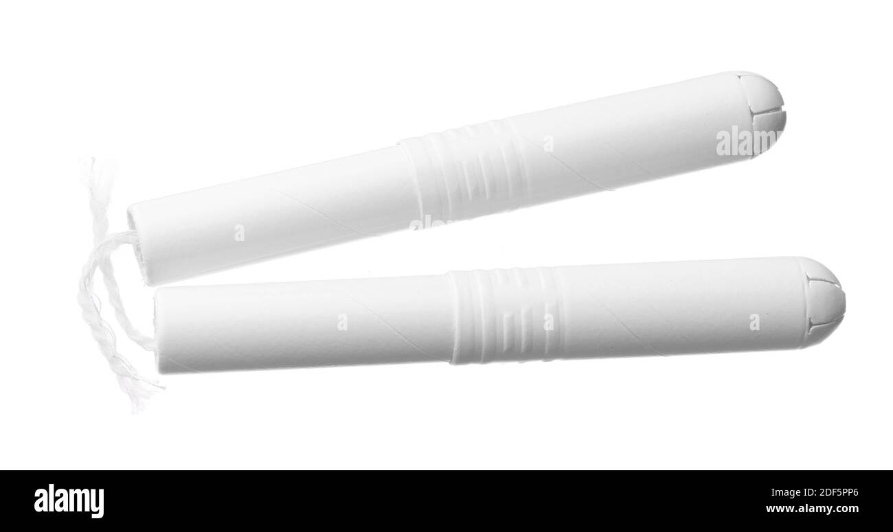 Female medical tampons isolated on white background Stock Photo - Alamy