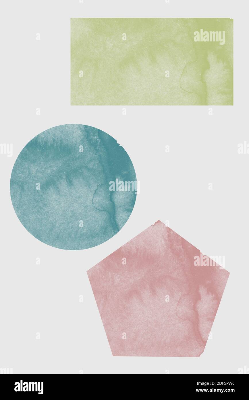 Abstract hand painted watercolor geometric figures. Background for ...