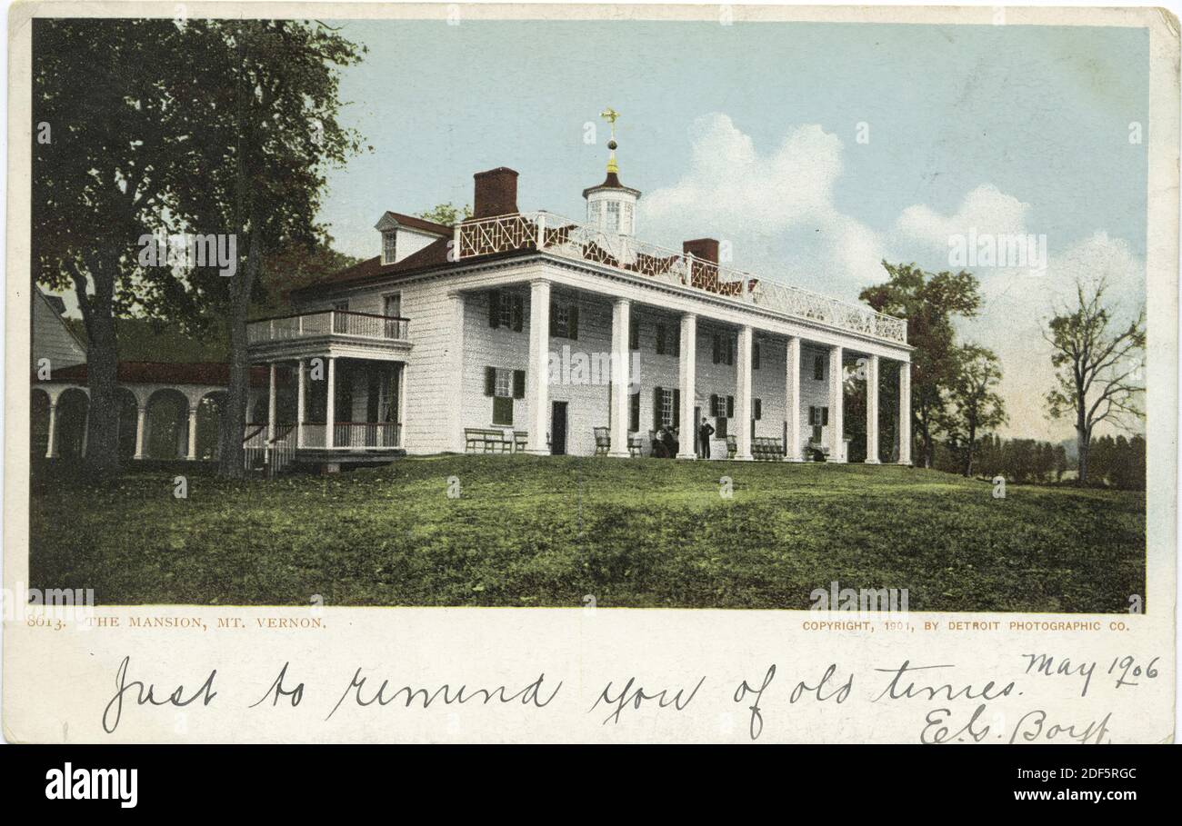 The Mansion, Mt. Vernon, Va., still image, Postcards, 1898 - 1931 Stock ...
