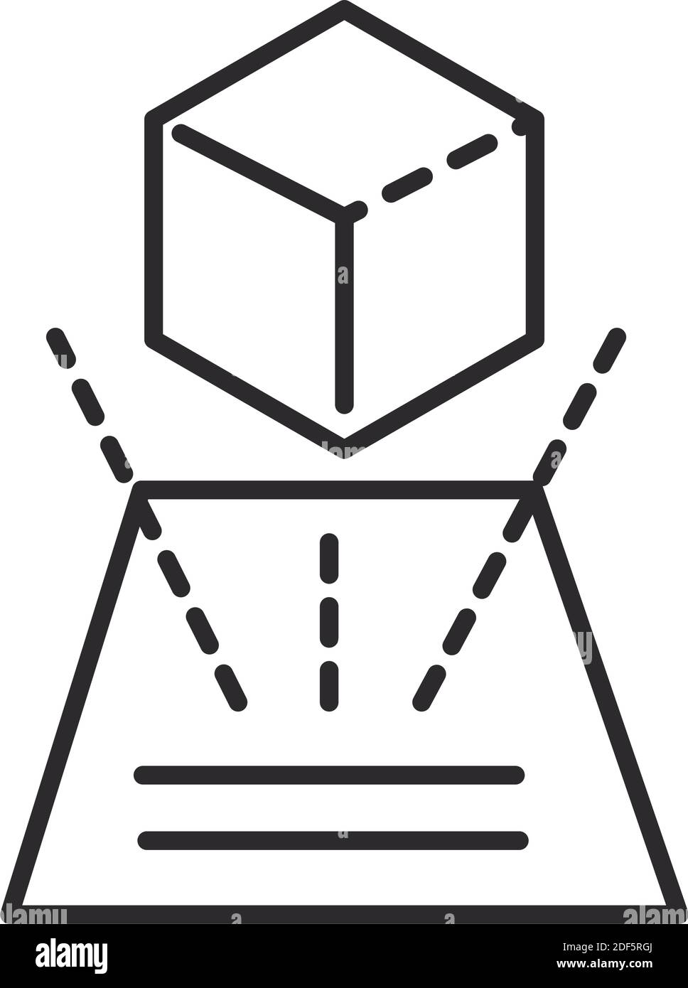 augmented reality phone with cube projection vector illustration line ...