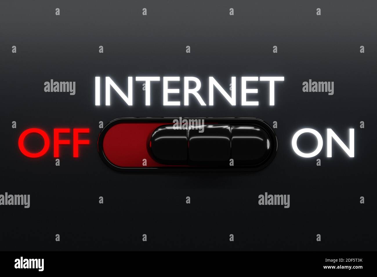 3d illustration of on and off toggle switch buttons with 1 and 2 ...
