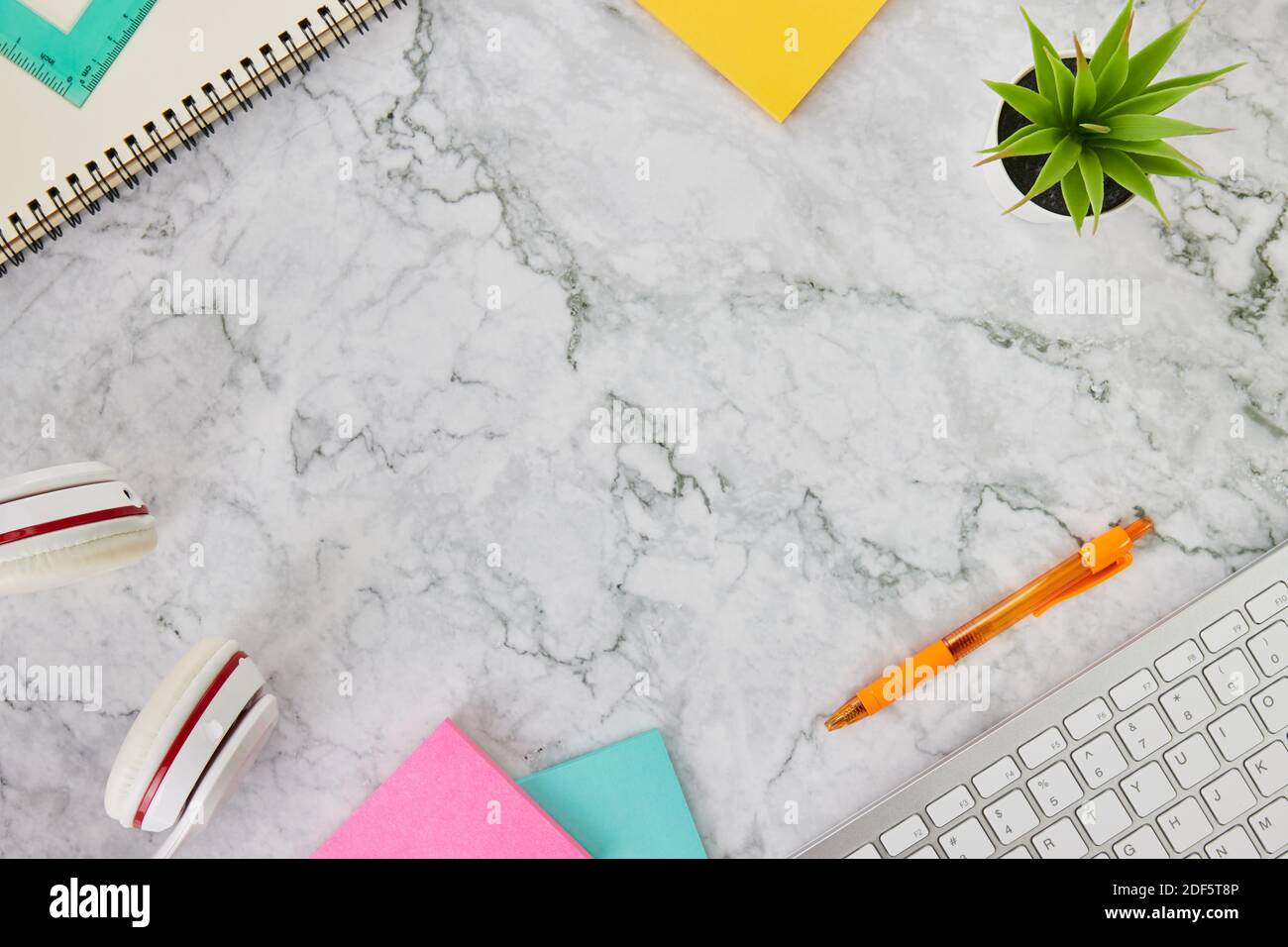 Modern Clean Flat Lay or Top View Office Desk or Office Table and ...