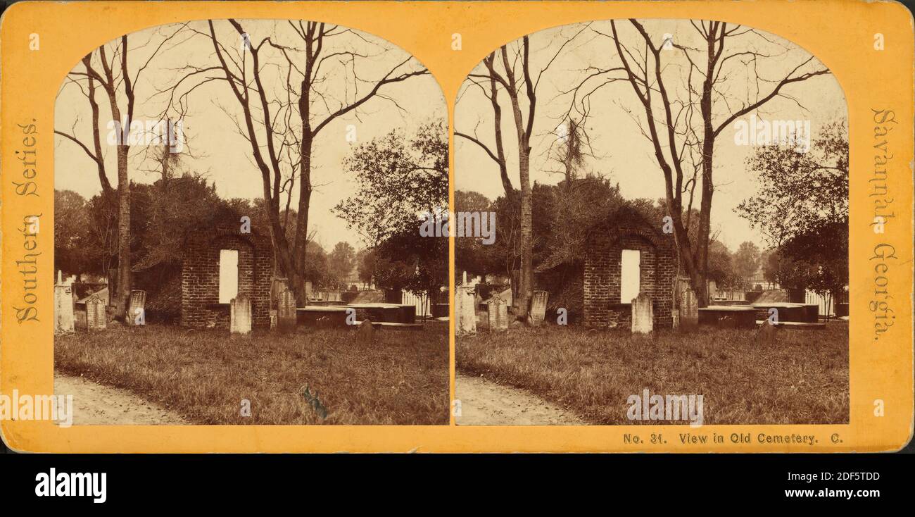 View in old cemetery., still image, Stereographs, 1868 Stock Photo - Alamy