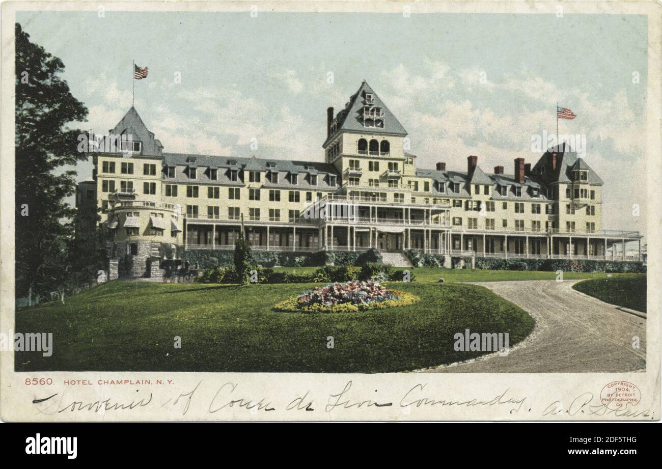Hotel Champlain (close), Lake Champlain, N. Y., still image, Postcards ...