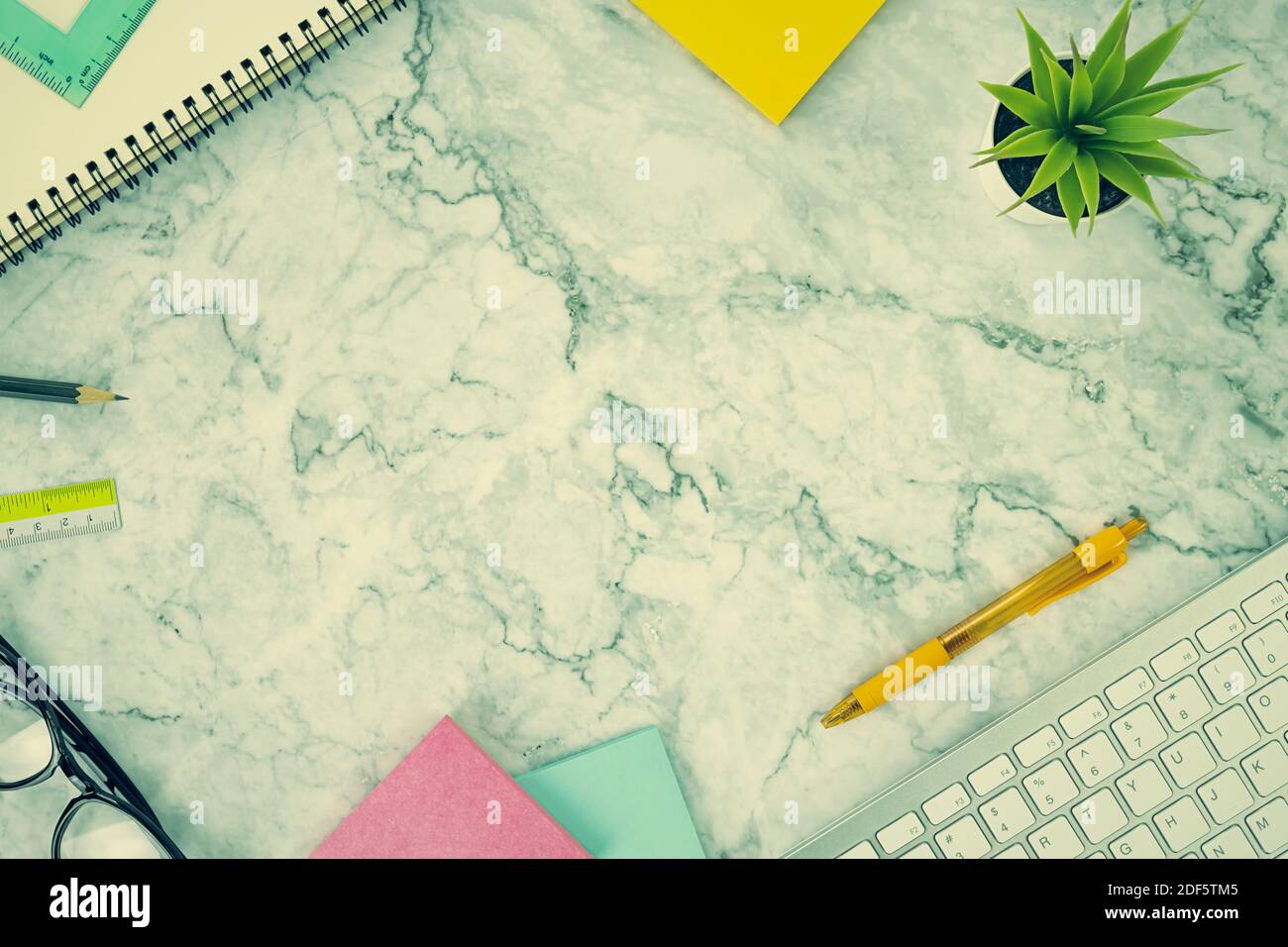 Modern Clean Flat Lay or Top View Office Desk or Office Table and ...