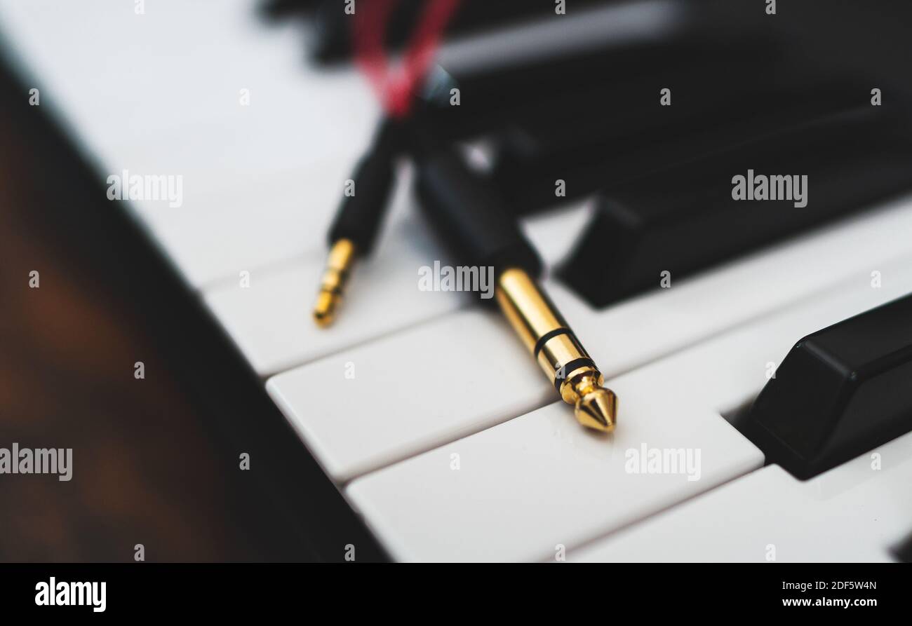 Two headphone jacks on the musical keyboard Stock Photo - Alamy