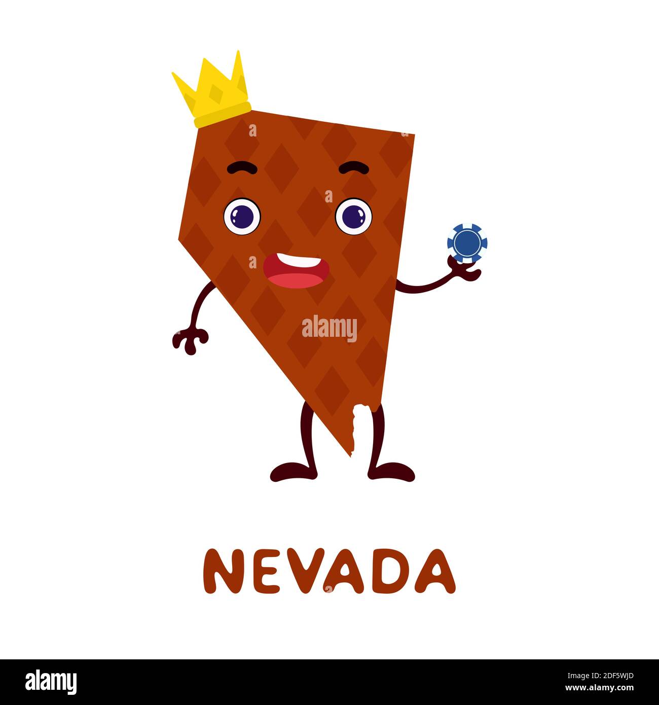 Cute cartoon Nevada state character clipart. Illustrated map of state ...