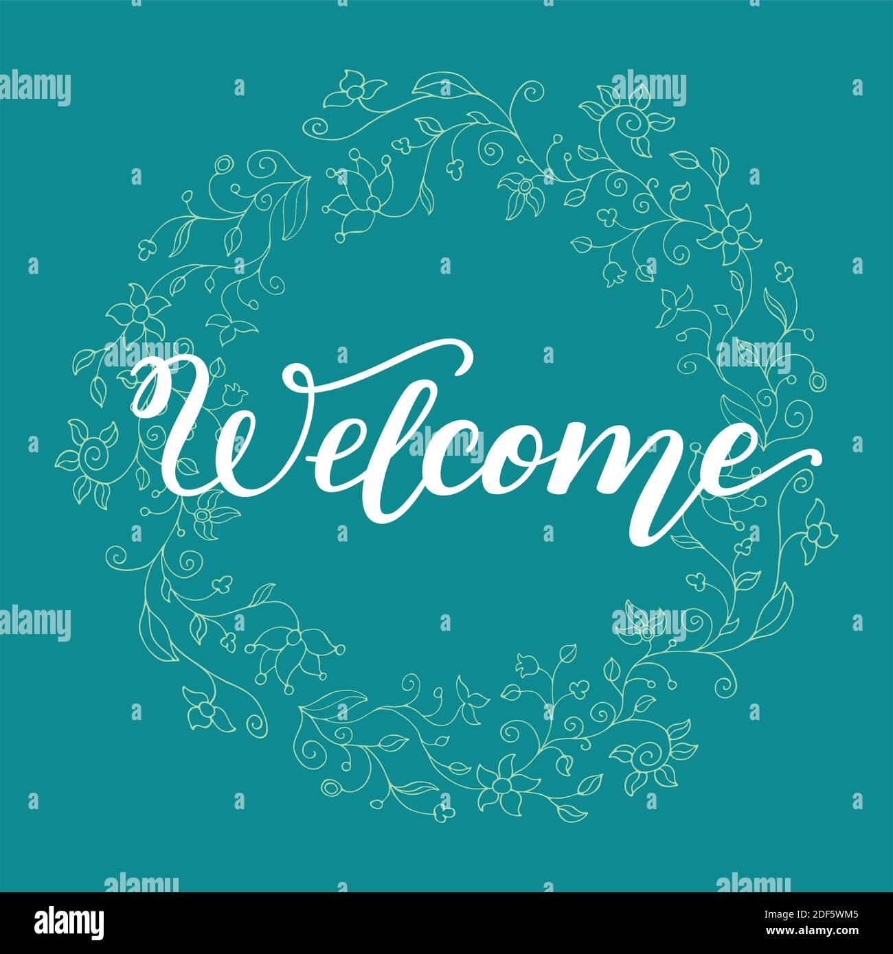 Hand lettering Welcome on flower background Stock Vector Image & Art ...