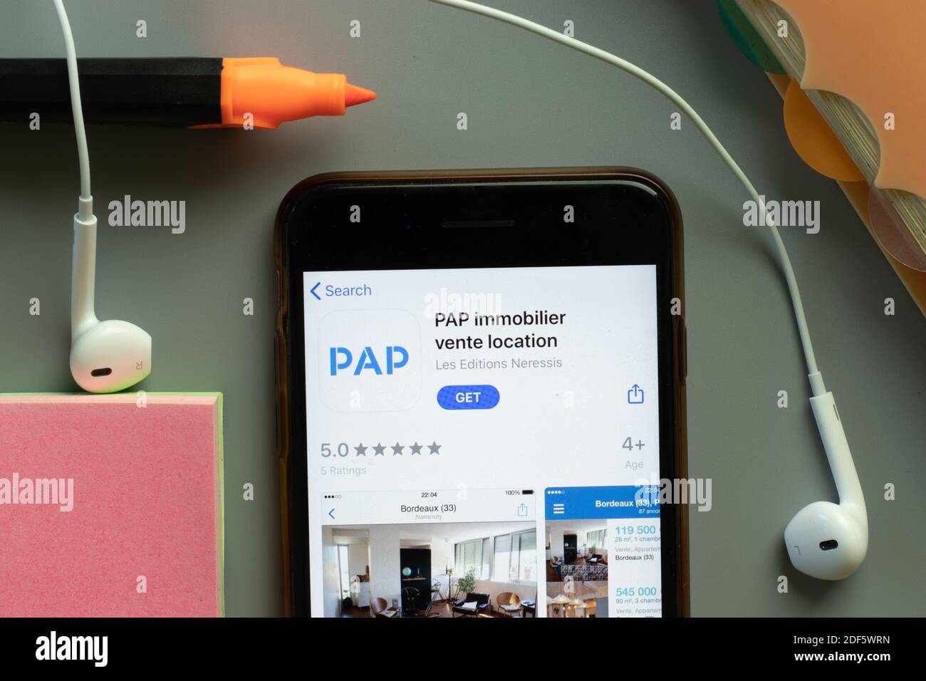 New York, USA - 1 December 2020: PAP immobilier mobile app icon on ...