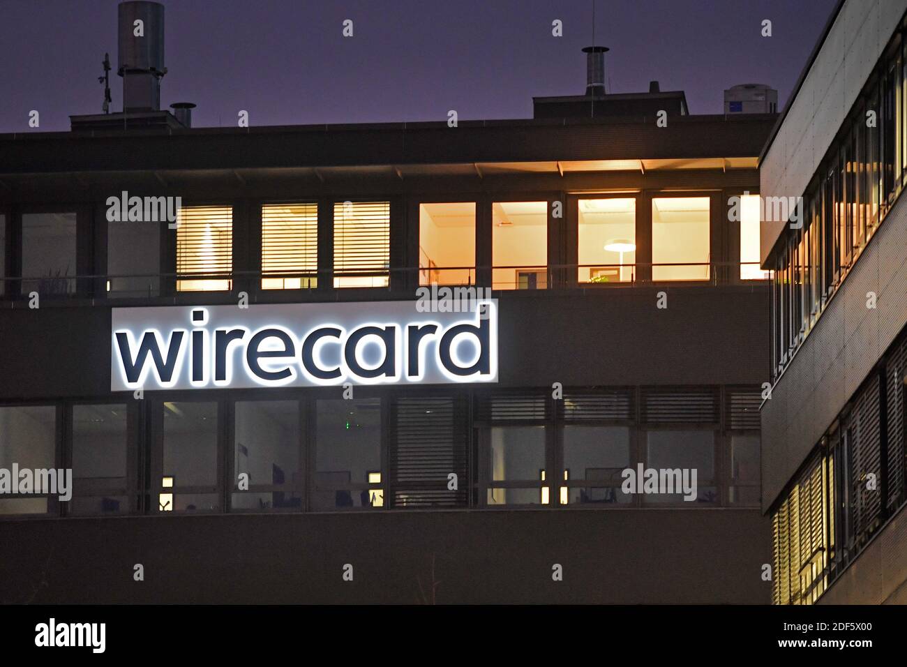 Wirecard AG headquarters in Aschheim Dorafter in the evening of ...
