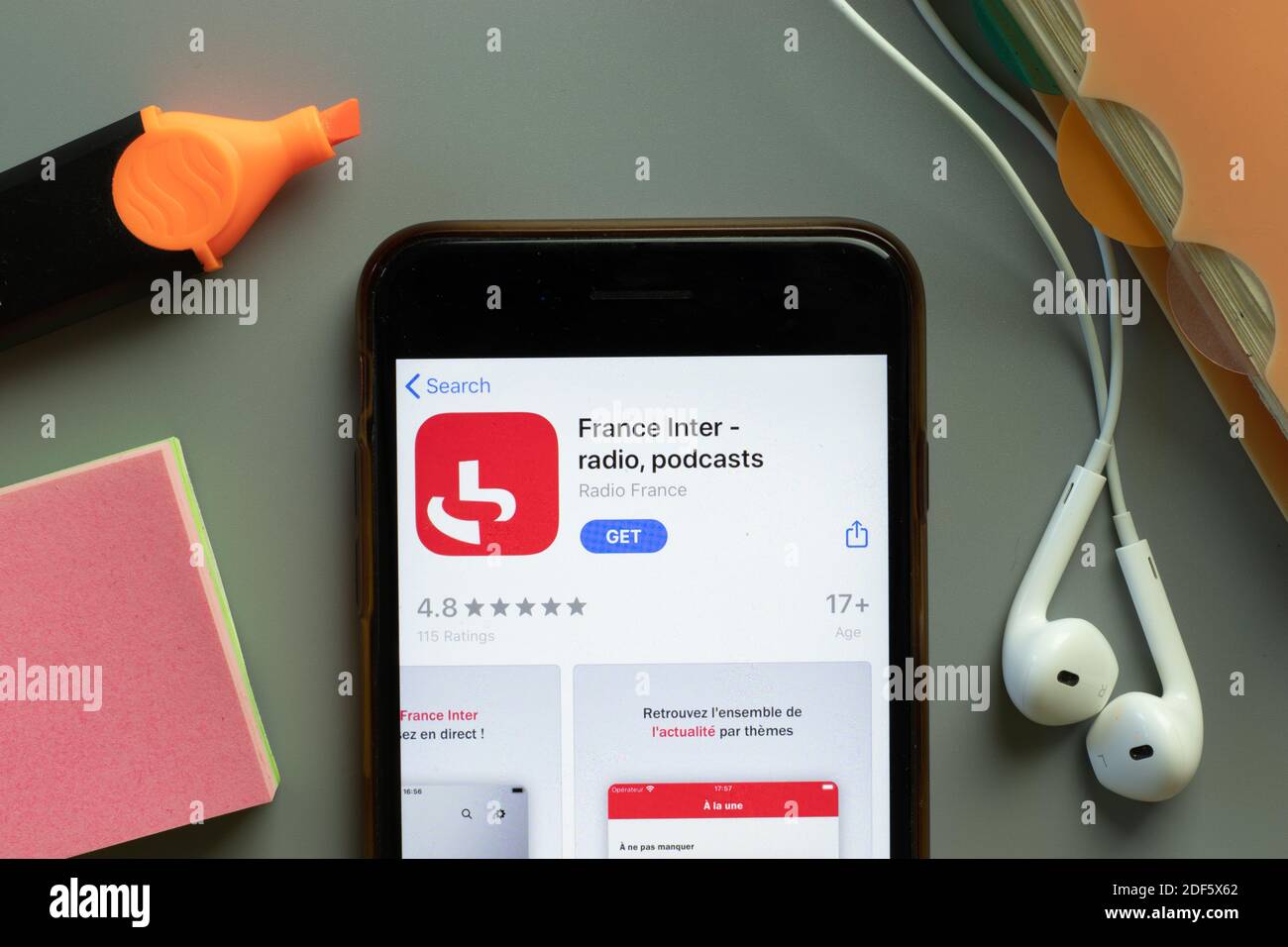 New York, USA - 1 December 2020: France Inter mobile app icon on phone ...