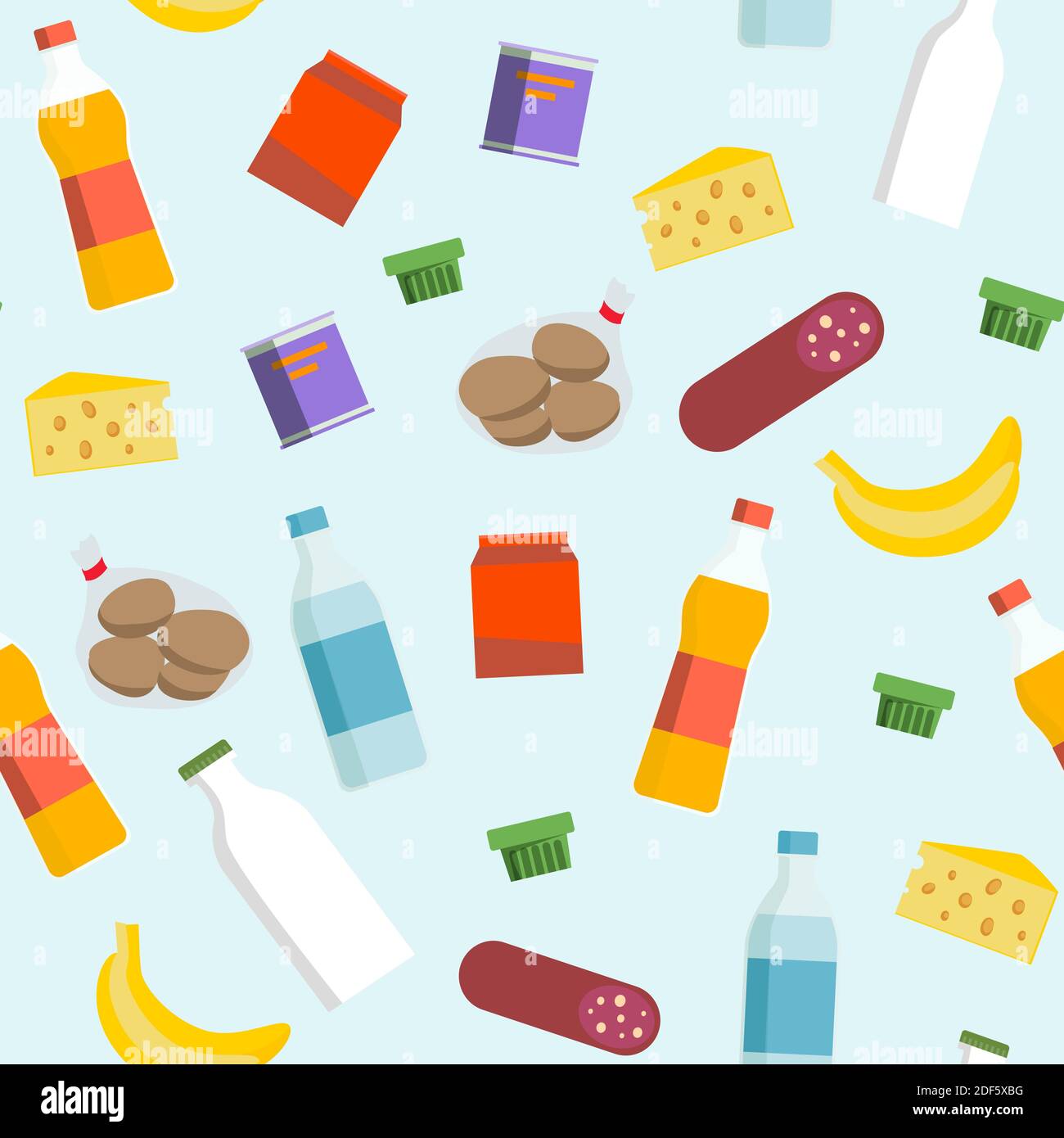 Vector seamless pattern of flying grocery store food products Stock ...