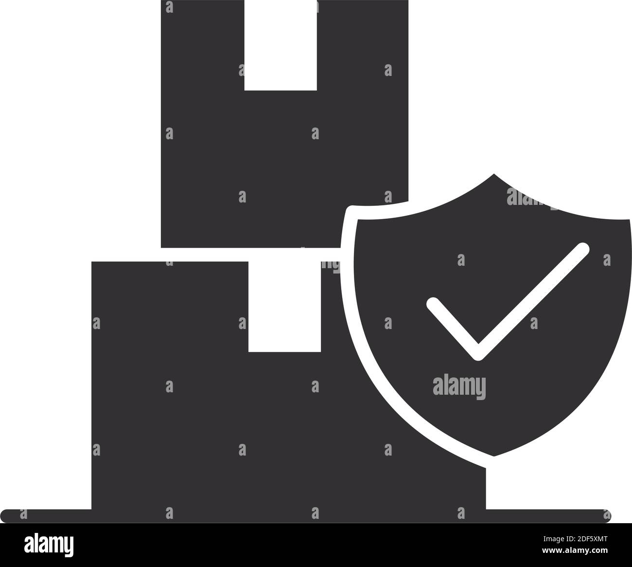 delivery stack of boxes with check mark vector illustration silhouette ...