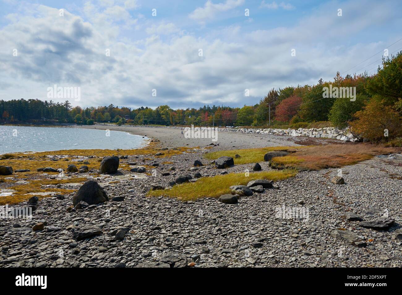 A panoramic look at the gentle curve of the landmark Carryover Beach on ...