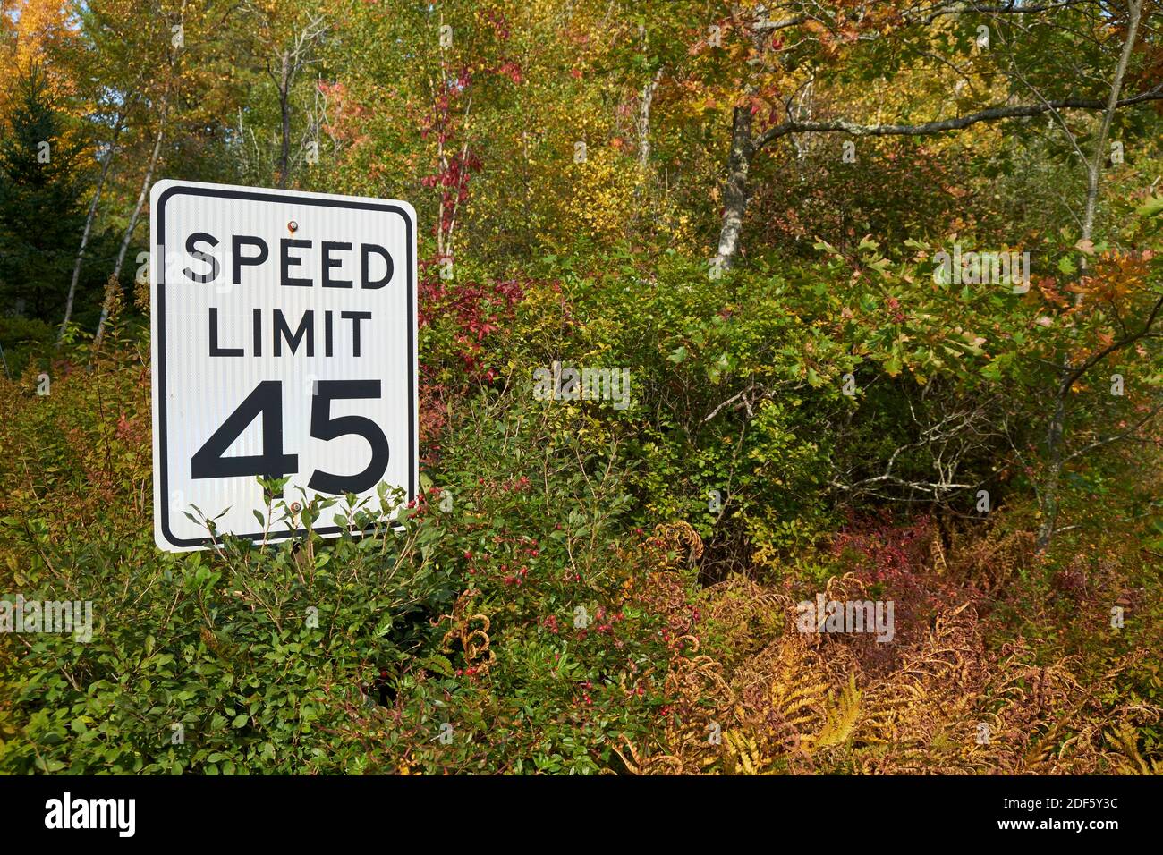 Speed limit 45 road sign hi-res stock photography and images - Alamy
