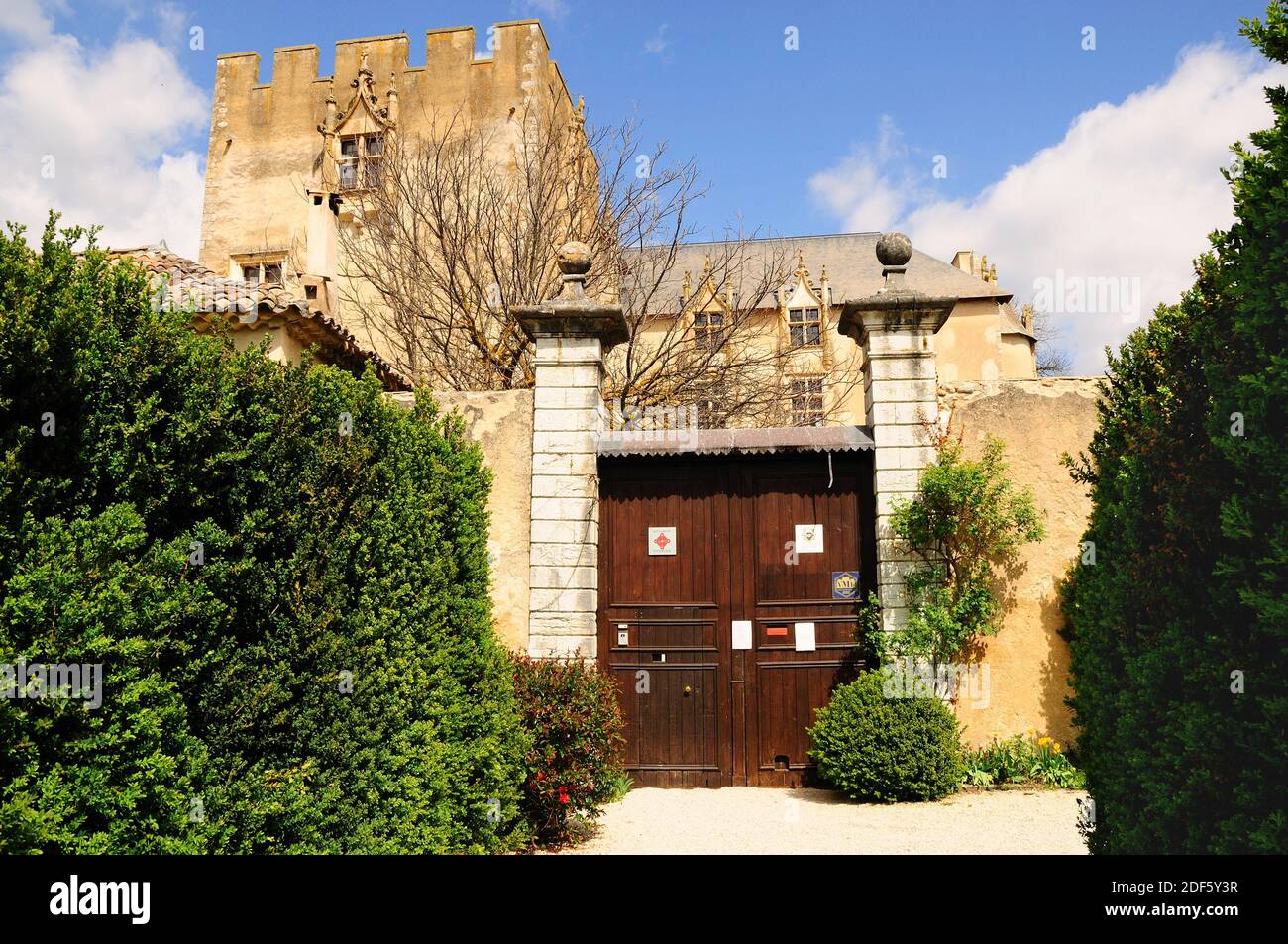 Entrance gate of Chateau d'Allemagne-en-Provence - is both medieval and ...