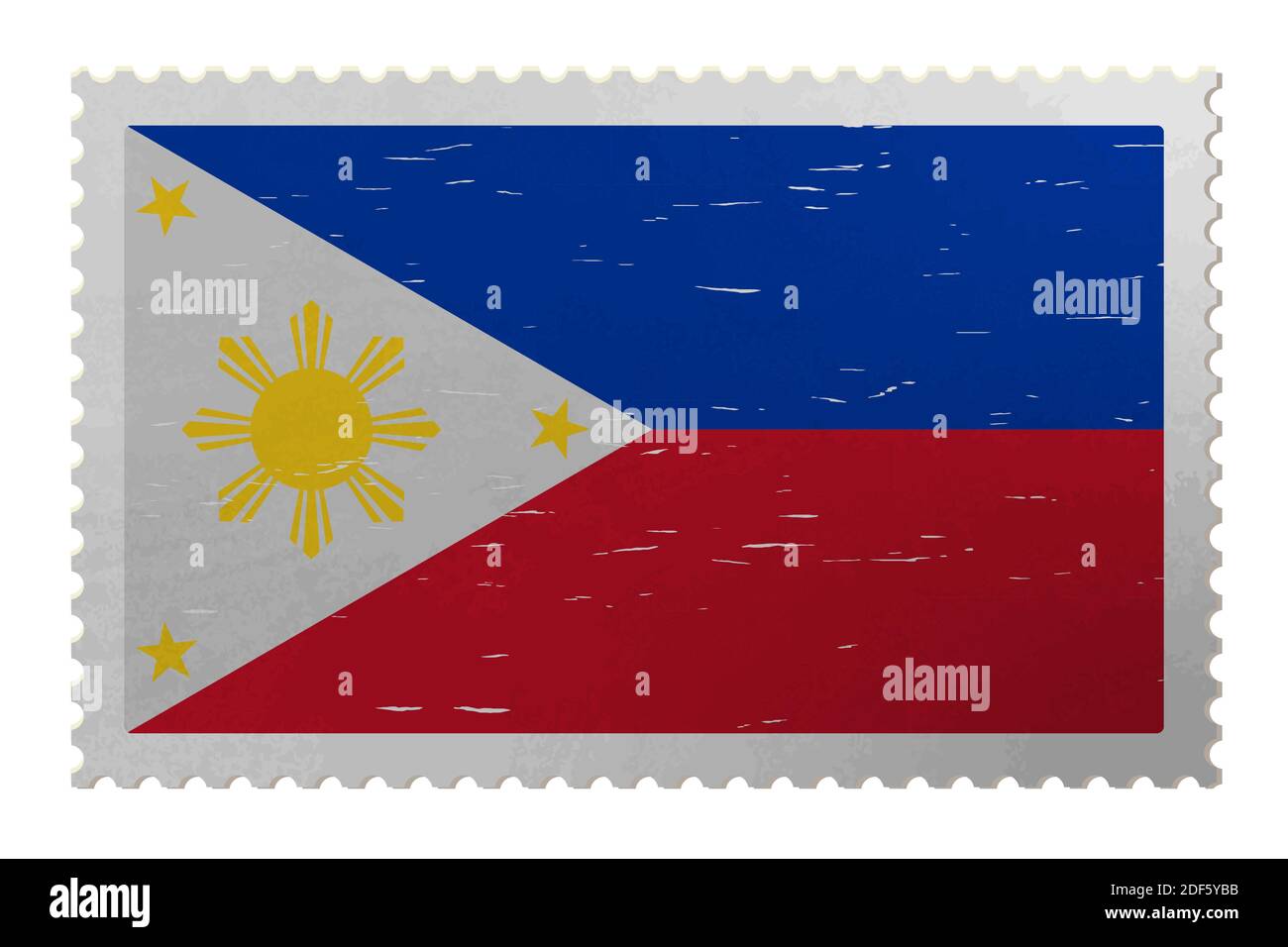 Philippines flag on shabby postage stamp, vector Stock Vector Image ...