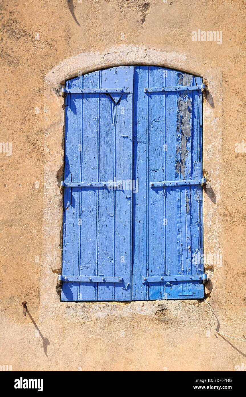 Closed shuttered window of French village house Stock Photo - Alamy
