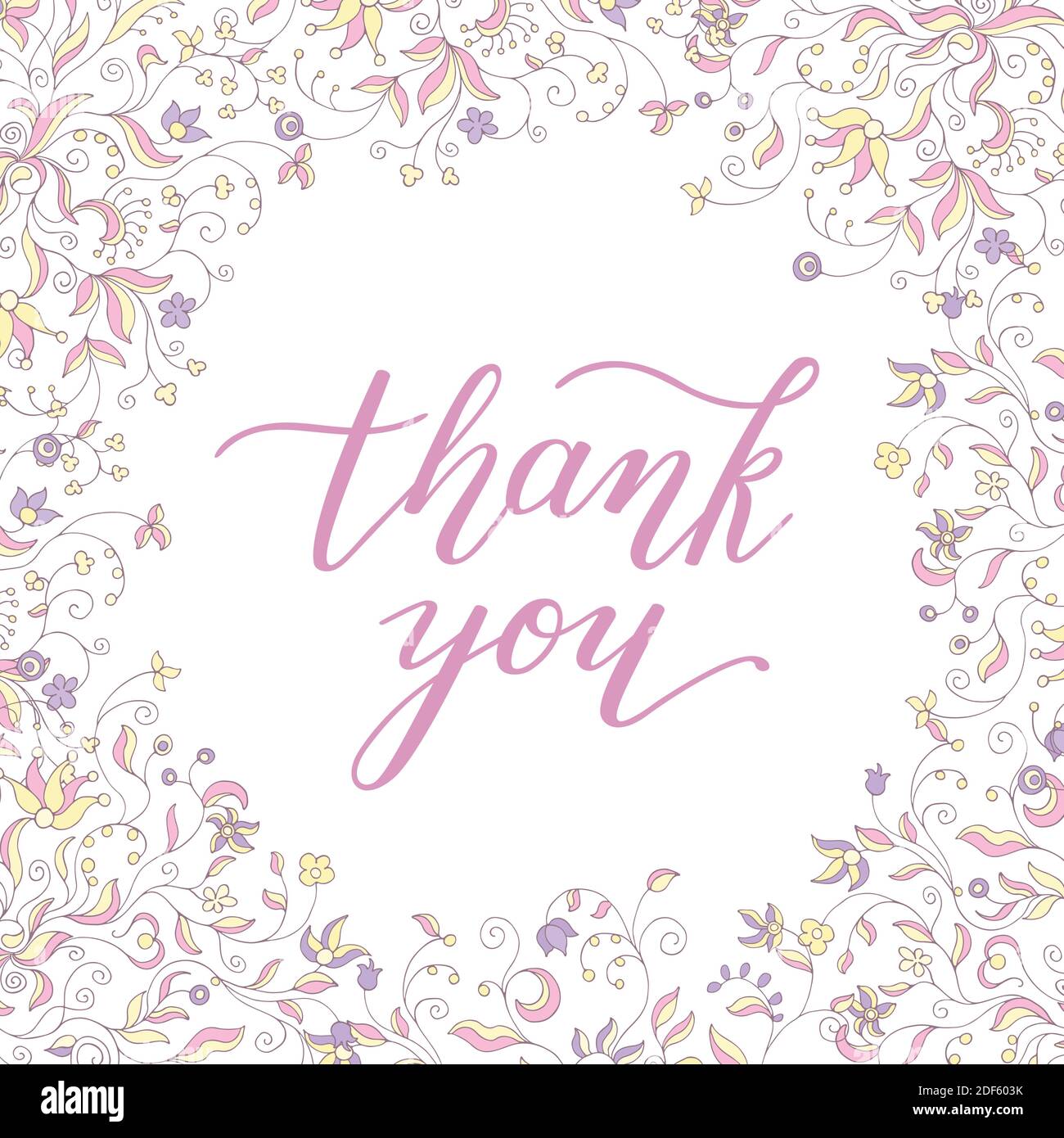 floral frame and hand lettering thank you Stock Vector Image & Art - Alamy