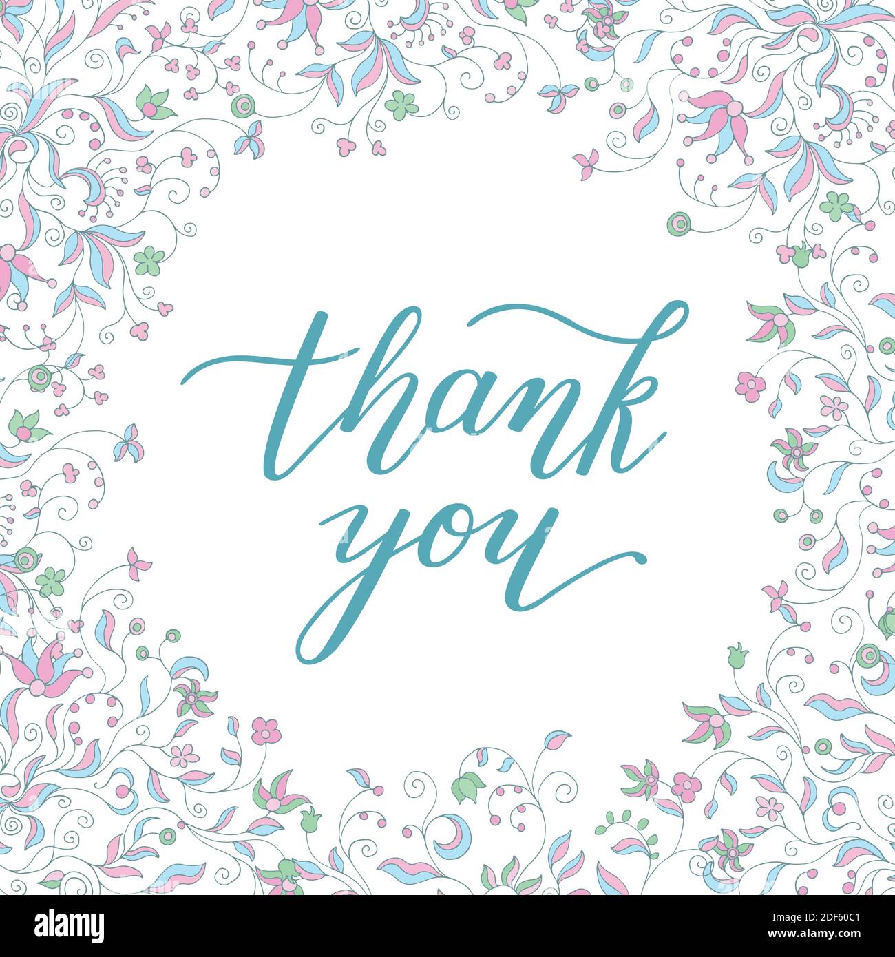 floral frame and hand lettering thank you Stock Vector Image & Art - Alamy