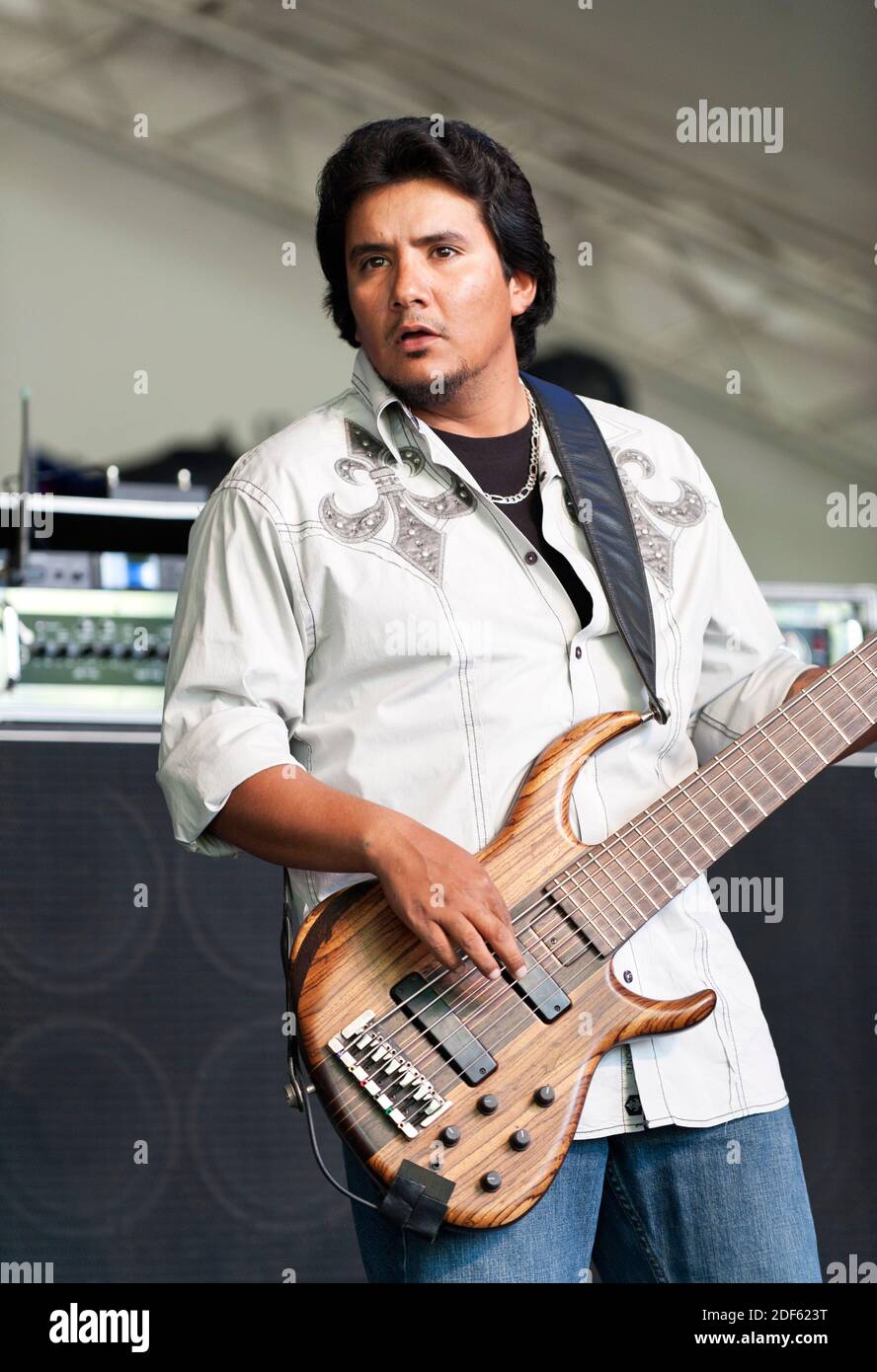 JoJo Garza of Los Lonely Boys performing at the Cornbury festival, UK ...