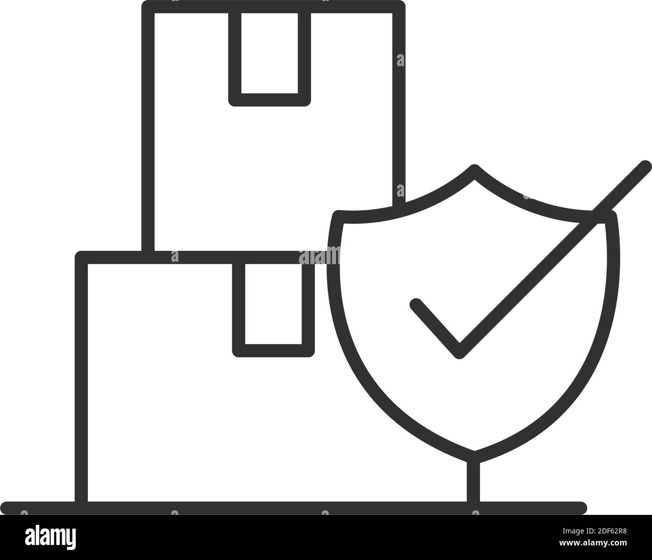 delivery stack of boxes with check mark vector illustration line style ...