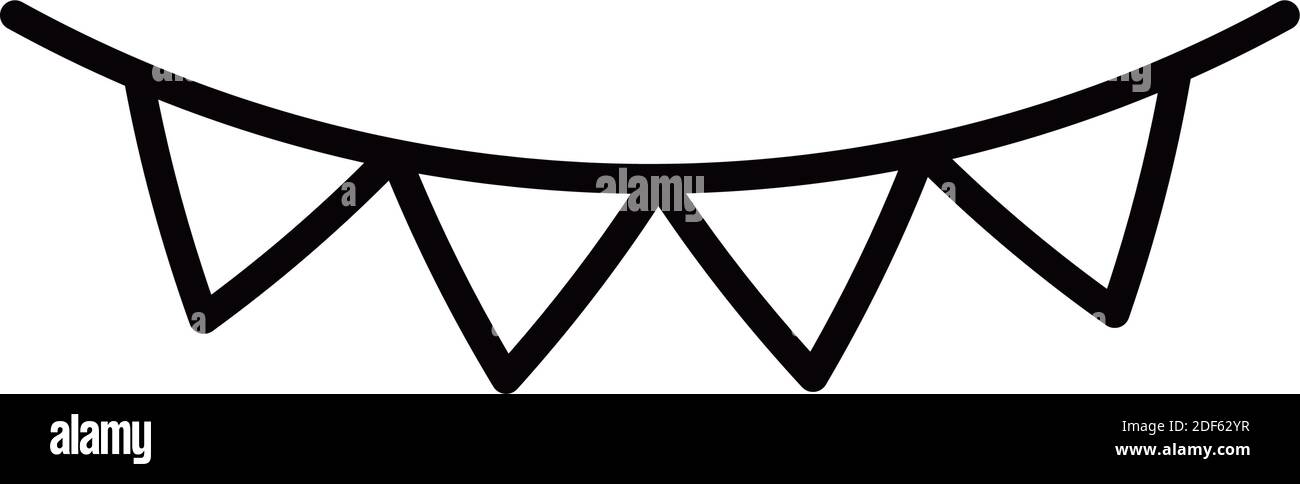 happy birthday celebration party, line icon style vector illustration ...