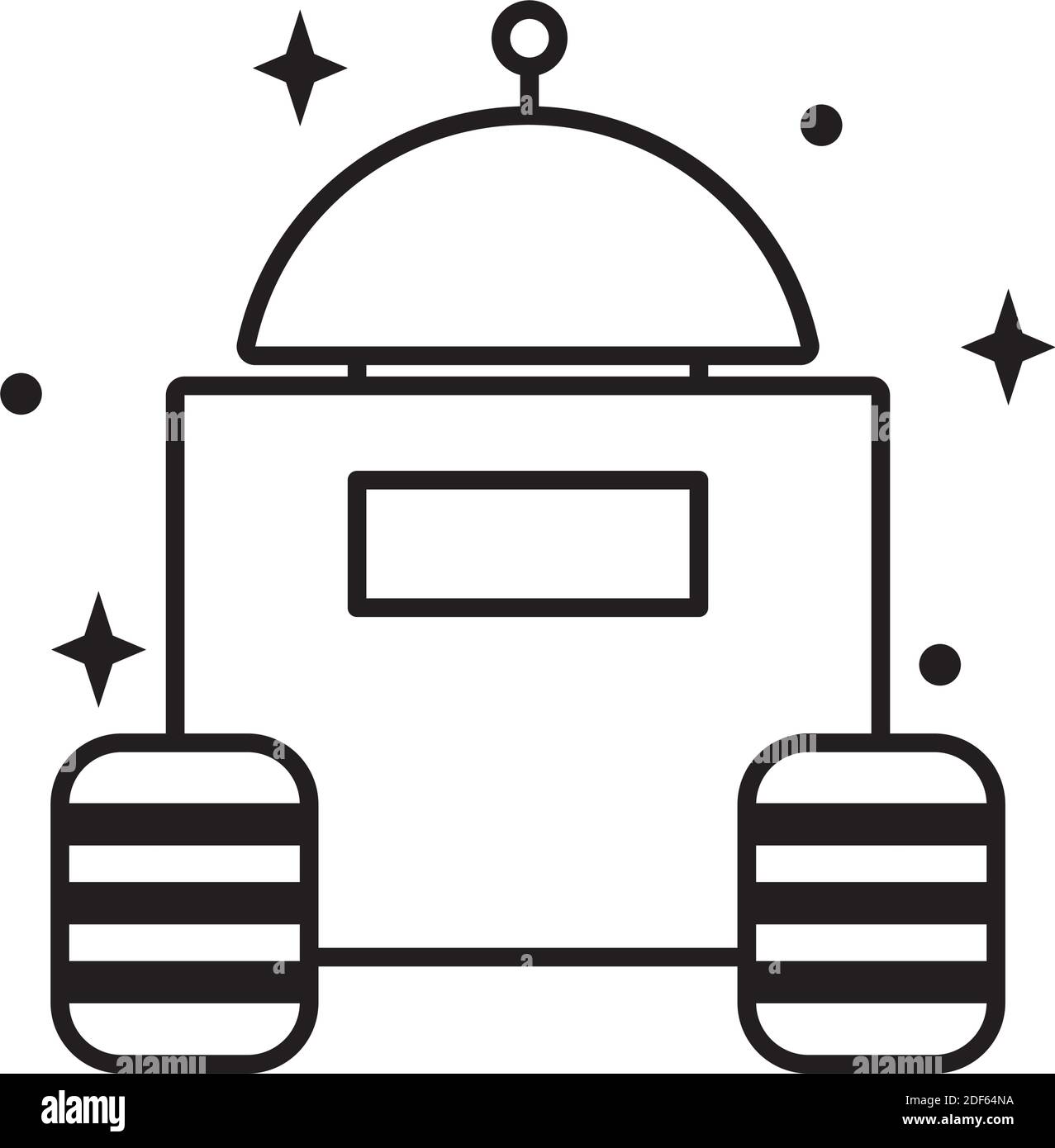 space robot icon over white background, line style, vector illustration ...