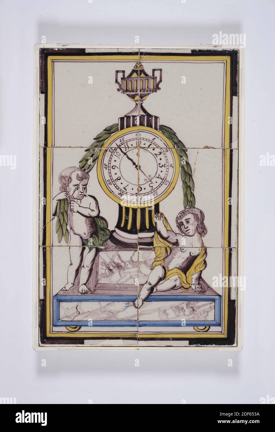 tile panel, Anonymous, 18th century, tin glaze, earthenware, With frame ...