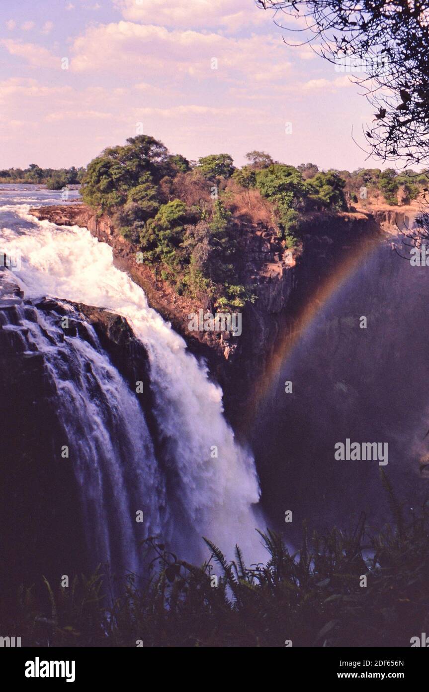 1990s Zimbabwe - Victoria Falls; mist from the falls create constant ...