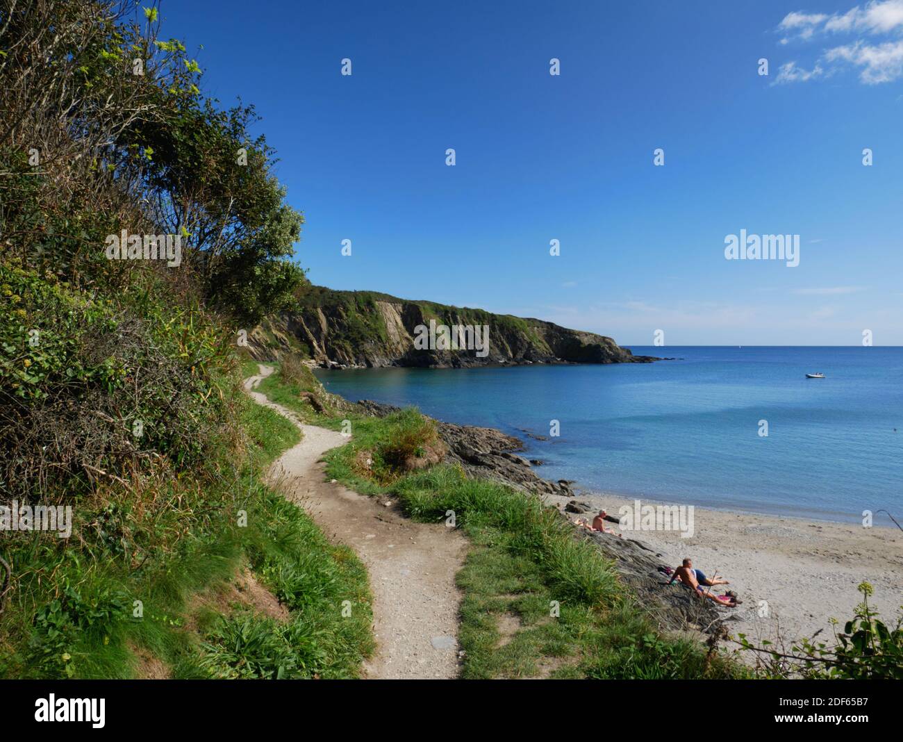 Public footpath at Polridmouth beach near Fowey, Cornwall Stock Photo ...
