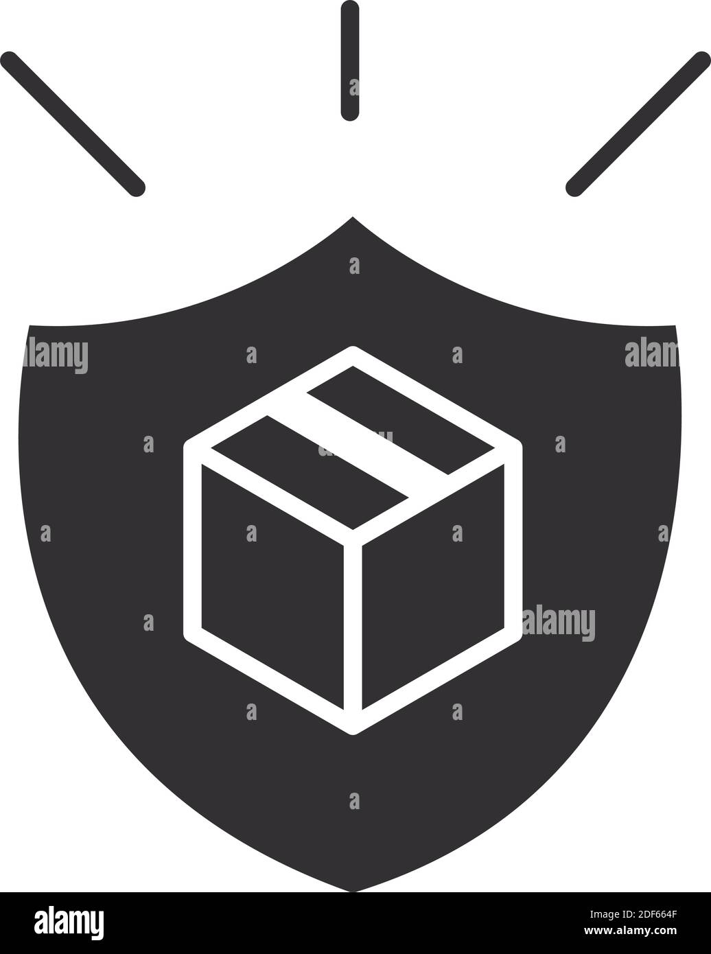 delivery shield protection cardboard box vector illustration silhouette ...