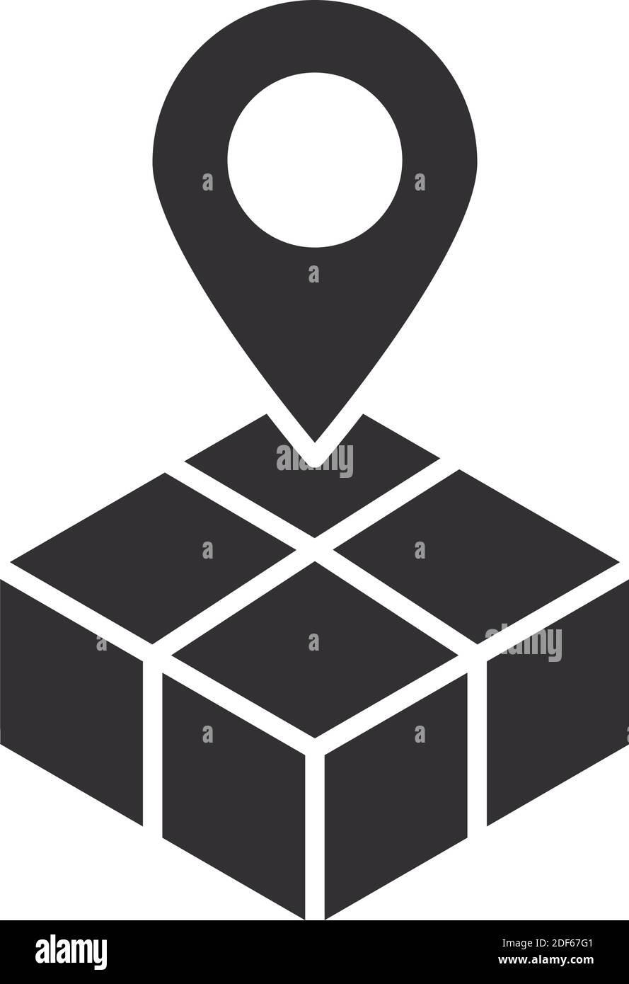 delivery box map pointer geotag location vector illustration silhouette icon Stock Vector Image ...