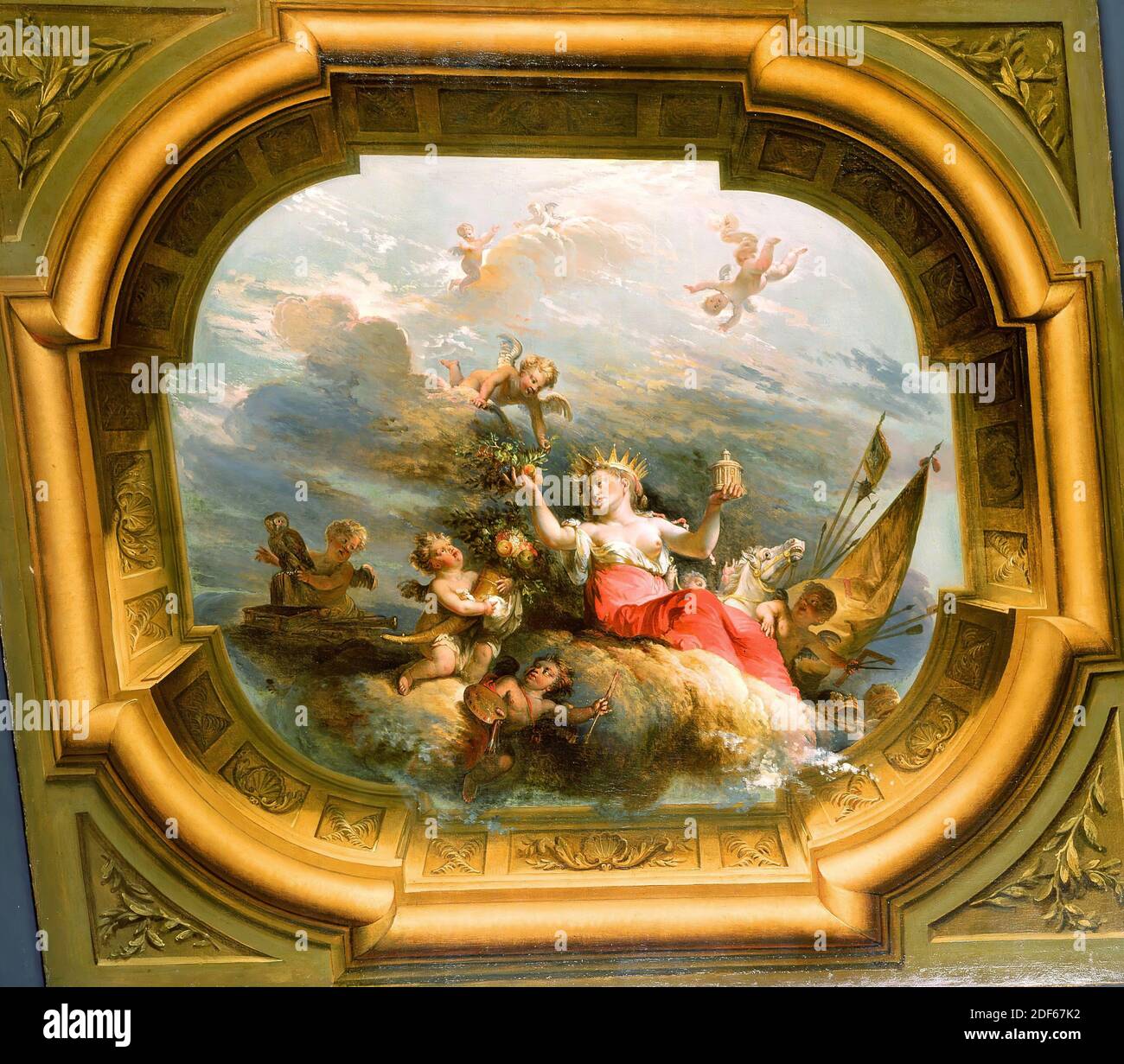 ceiling piece, Pieter Jansz. van Ruyven, 1714, Four-part ceiling ...
