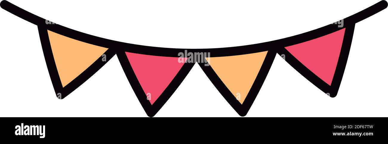 happy birthday celebration party, line and fill style vector ...