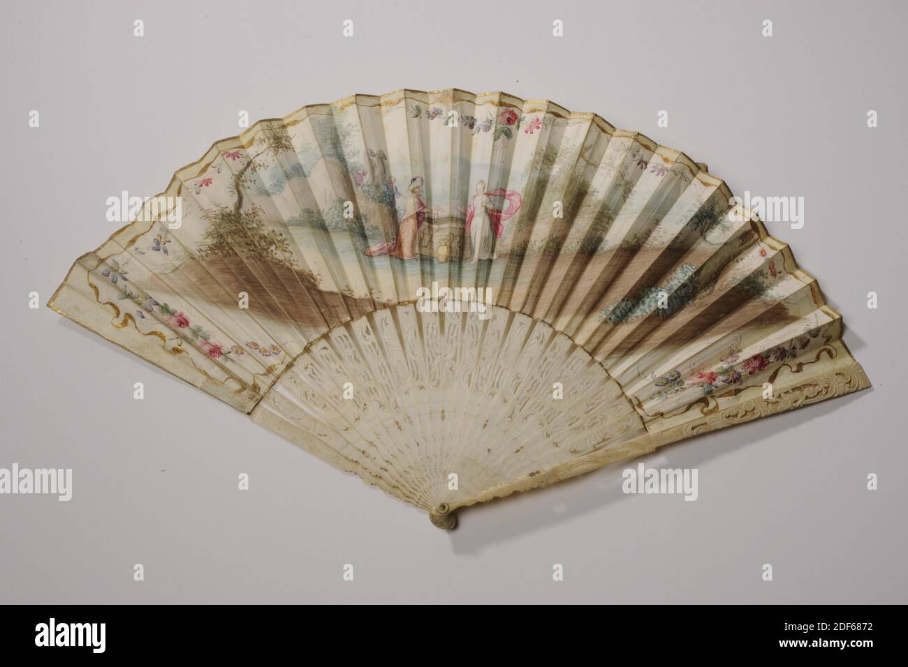 fan, anonymous, c. 1750, ivory, paper, cardboard, fan folded: 3 x 2 x ...
