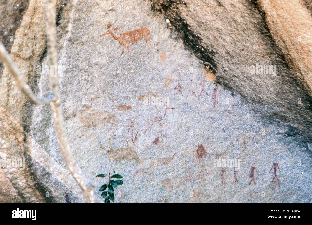 1990s Zimbabwe - Ancient drawings on stone at historic site near Harare ...