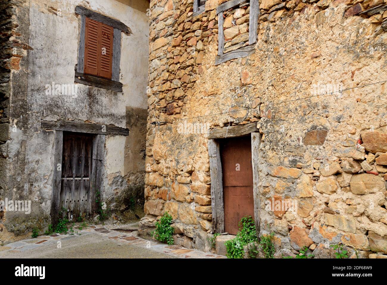 Corner in a small square of Pradena del Rincon, Madrid, Spain Stock ...