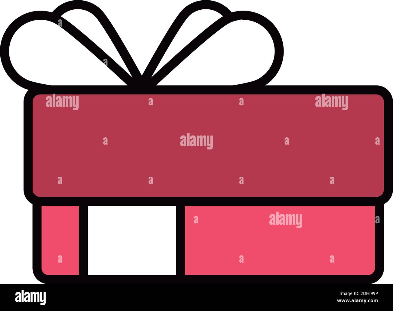 happy birthday gift box decoration celebration party, line and fill ...