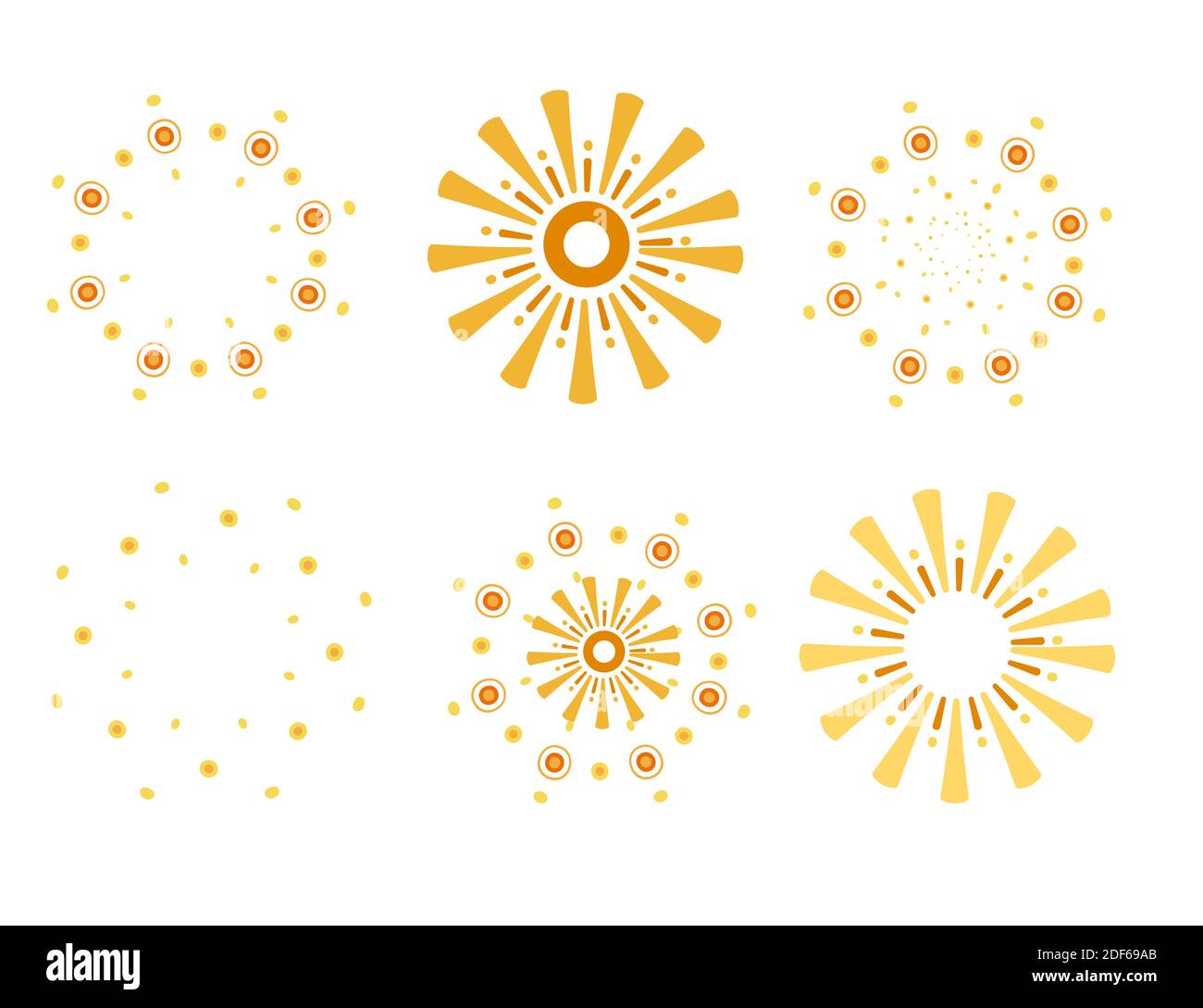 Set of abstract sun rays six different variation flat vector ...